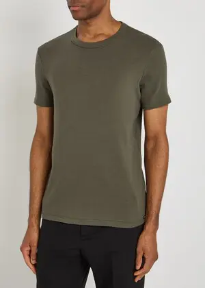 TOM FORD Logo-appliquéd Stretch-cotton T-shirt