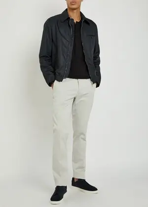 SLOWEAR Slim-leg Stretch-cotton Trousers - Light Grey