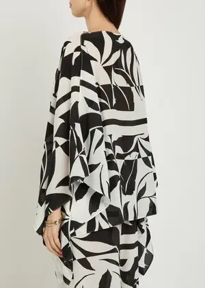 Max Mara Printed Silk-chiffon Cover-up Blouse - Black