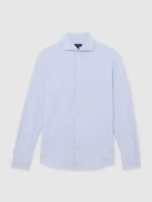 REISS Solarko Seersucker Cutaway-collar Shirt Regular-fit - Soft Blue