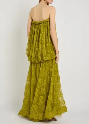 Zimmermann Luna Strapless Lace Gown - Olive