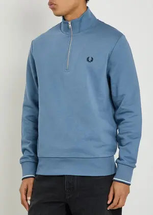 Fred Perry Half-zip Cotton Sweatshirt - Blue
