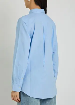MOTHER Logo-embroidered Cotton Shirt - Light Blue