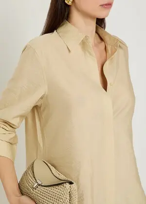 TOTEME Crinkled Silk-blend Maxi Shirt Dress - Stone