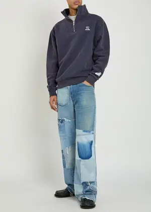 GALLERY DEPT. Logo Half-zip Cotton Sweatshirt - Navy