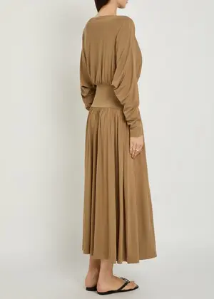 TOTEME Gathered Crepe-jersey Midi Dress - Caramel