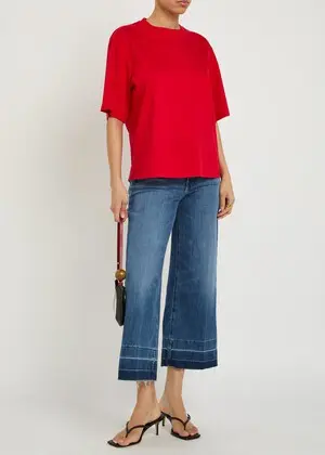 Good American Good Waist Palazzo Cropped Wide-leg Jeans - Navy
