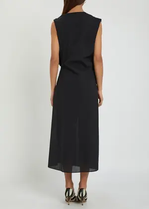 Jacquemus Draped Cotton-blend Midi Dress - Black