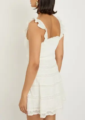 LoveShackFancy Cotton Mini Dress With Lace Trim