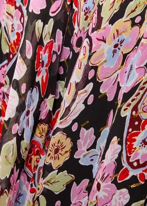 Rixo Bexley Metallic Floral Chiffon Maxi Dress - Multicoloured