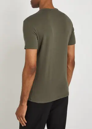 TOM FORD Logo-appliquéd Stretch-cotton T-shirt - Olive