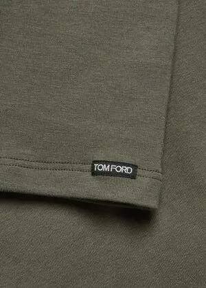 TOM FORD Logo-appliquéd Stretch-cotton T-shirt - Olive