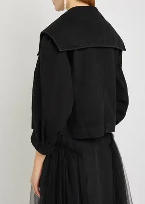 Simone Rocha Crystal-embellished Cropped Denim Jacket