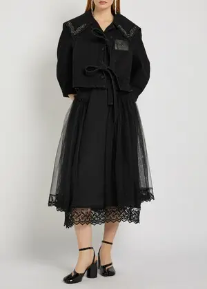 Simone Rocha Crystal-embellished Cropped Denim Jacket