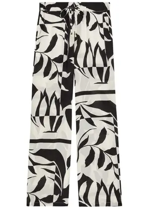 Max Mara Voto Printed Wide-leg Silk Trousers - Black