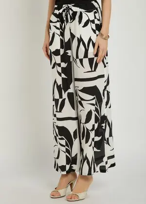 Max Mara Voto Printed Wide-leg Silk Trousers - Black