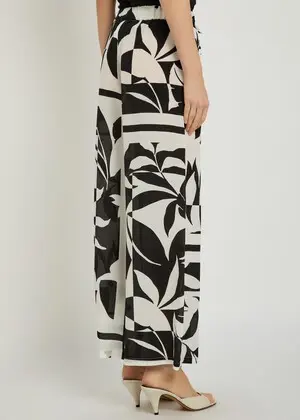 Max Mara Voto Printed Wide-leg Silk Trousers - Black