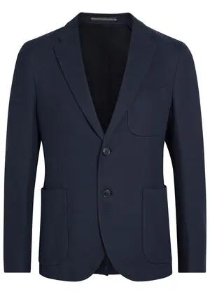 SLOWEAR Textured Cotton Blazer - Navy