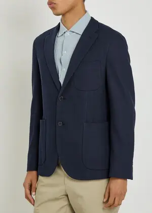 SLOWEAR Textured Cotton Blazer - Navy