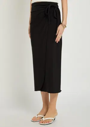 Max Mara Afoso Jersey Midi Wrap Skirt - Black