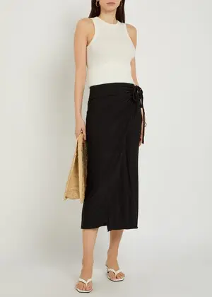 Max Mara Afoso Jersey Midi Wrap Skirt - Black