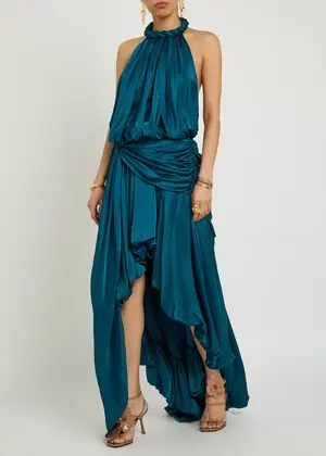 Zimmermann Alchemy Halterneck Satin Maxi Dress - Blue