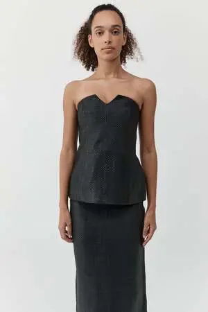 ST. AGNI Woven Leather Strapless Bodice