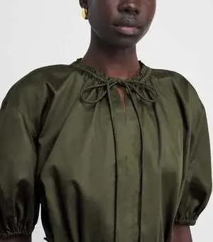 JOSEPH Cotton Sateen Nador Blouse - Green