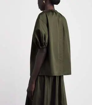 JOSEPH Cotton Sateen Nador Blouse - Green