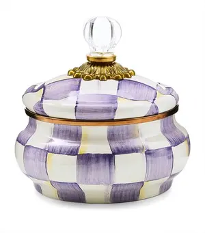 MACKENZIE-CHILDS Violet Check Squashed Pot - Purple