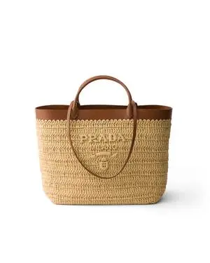 Prada Medium Crochet And Leather Tote Bag