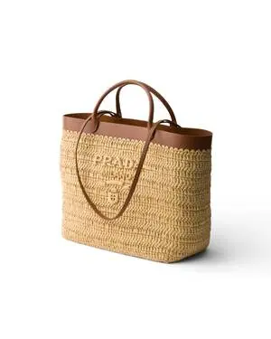 Prada Medium Crochet And Leather Tote Bag