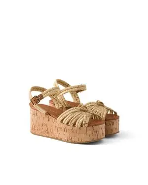 Prada Crochet Platform Sandals - Neutral