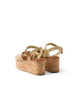 Prada Crochet Platform Sandals - Neutral