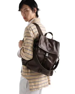 Prada Leather Backpack - Brown