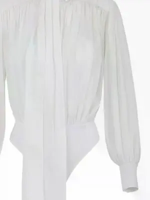Elisabetta Franchi Silk Georgette Bodysuit With Sash - White