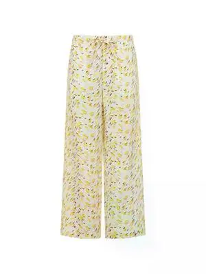 Marni Abstract Print Drawstring Palazzo Pants - Neutrals