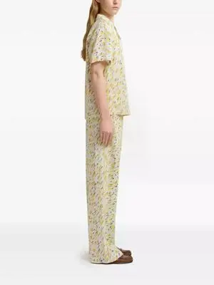 Marni Abstract Print Drawstring Palazzo Pants - Neutrals