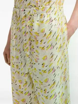 Marni Abstract Print Drawstring Palazzo Pants - Neutrals