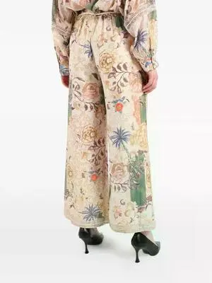 AMOSA Floral Print Wide Leg Trousers