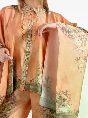 AMOSA Scalloped Floral Print Shirt