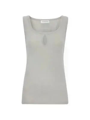 Victoria Beckham Metallic Cut-Out Tank Top Grey
