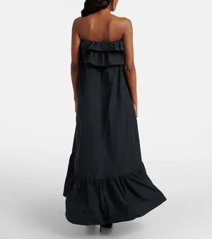 Saint Laurent Tiered Canvas Cocktail Dress - Black