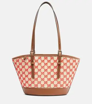 Gucci Gg Small Raffia-effect Tote Bag - Red