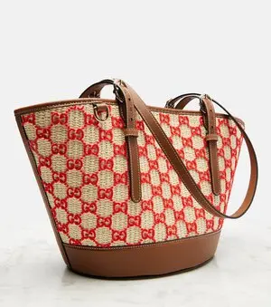 Gucci Gg Small Raffia-effect Tote Bag