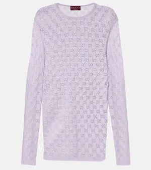 Gucci Gg Crystal Silk Top