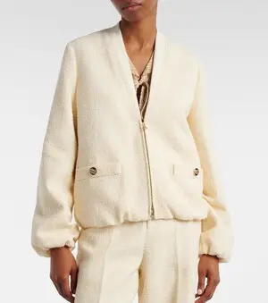 Gucci Checked Cotton-blend Tweed Jacket - White