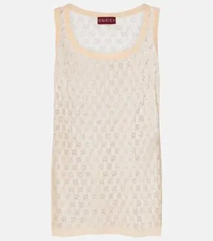 Gucci Gg Crystal Silk Tank Top - Pink