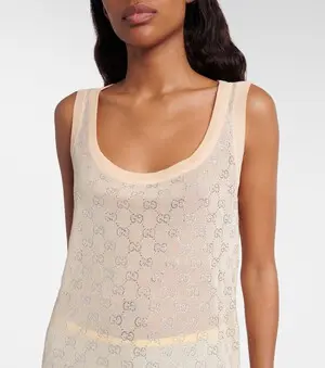 Gucci Gg Crystal Silk Tank Top - Pink