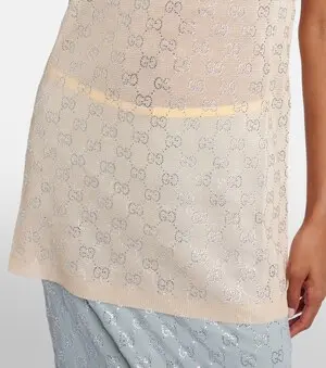 Gucci Gg Crystal Silk Tank Top - Pink